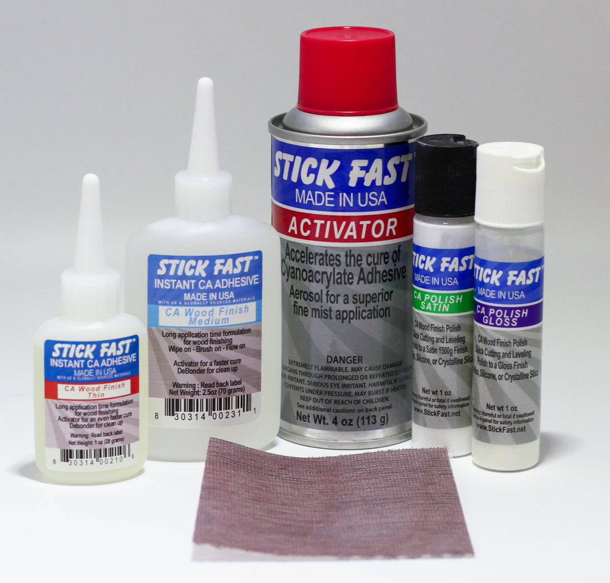 Stick Fast CA Wood Finish Starter Kit